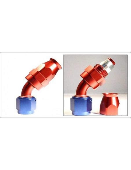 Racor 45 ° DASH 4 an4 - serie 200 - azul y rojo