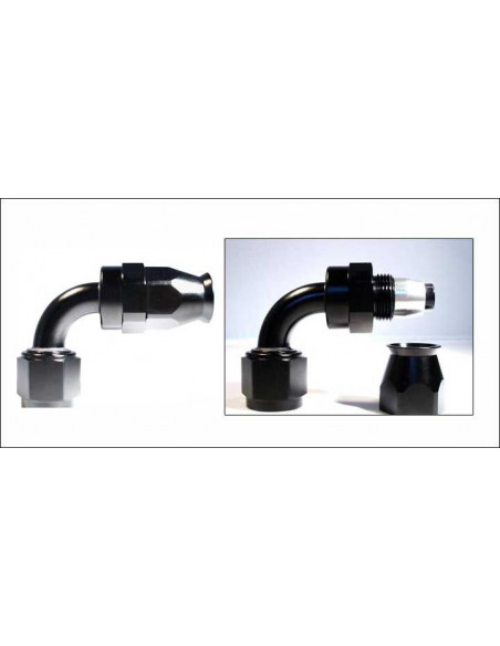 90 ° DASH fitting 4 an4 - 200 series - Black